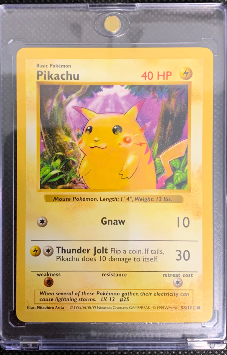 1999 POKEMON BASE SET - PIKACHU 58/102 SHADOWLESS RED CHEEKS – Mint ...