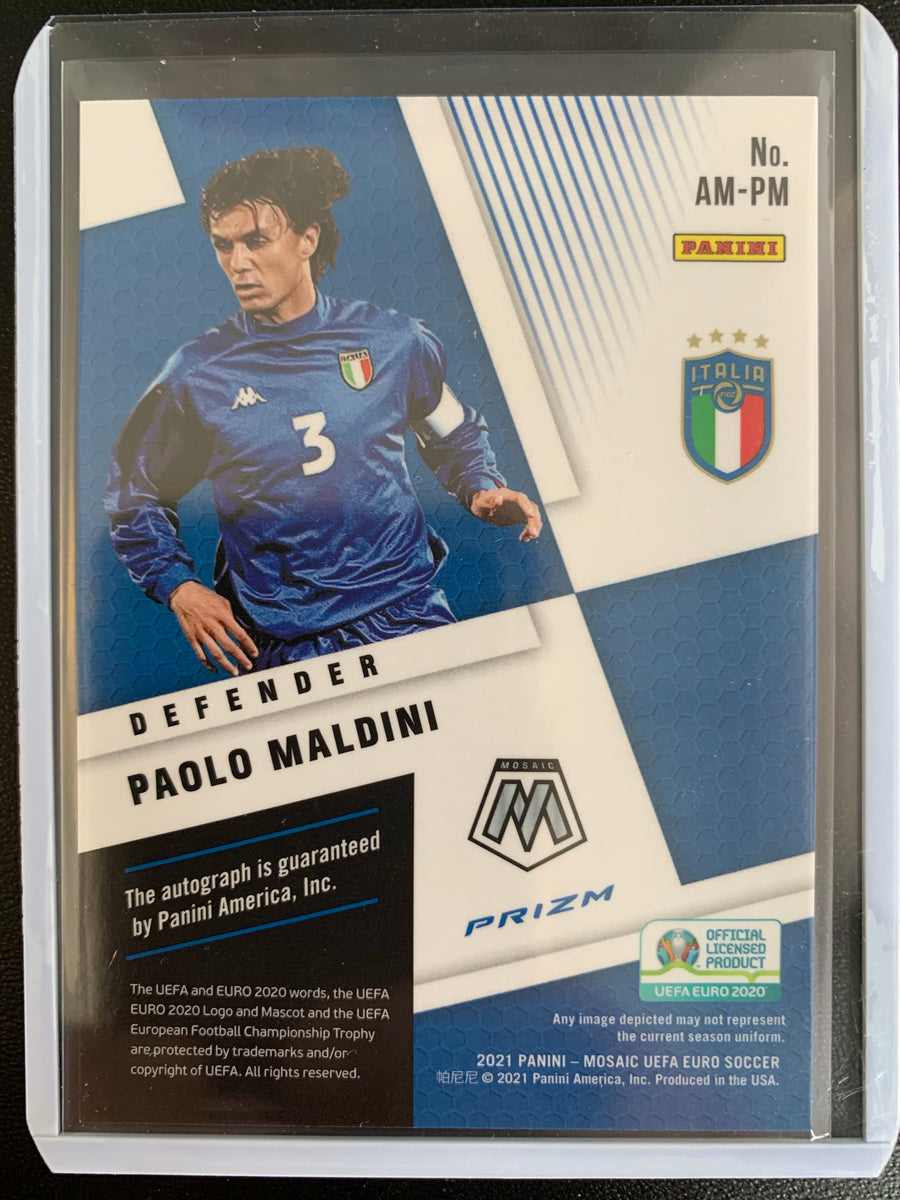 2021 PANINI MOSAIC UEFA EURO SOCCER #AM-PM PAOLO MALDINI AUTOGRAPHED P ...