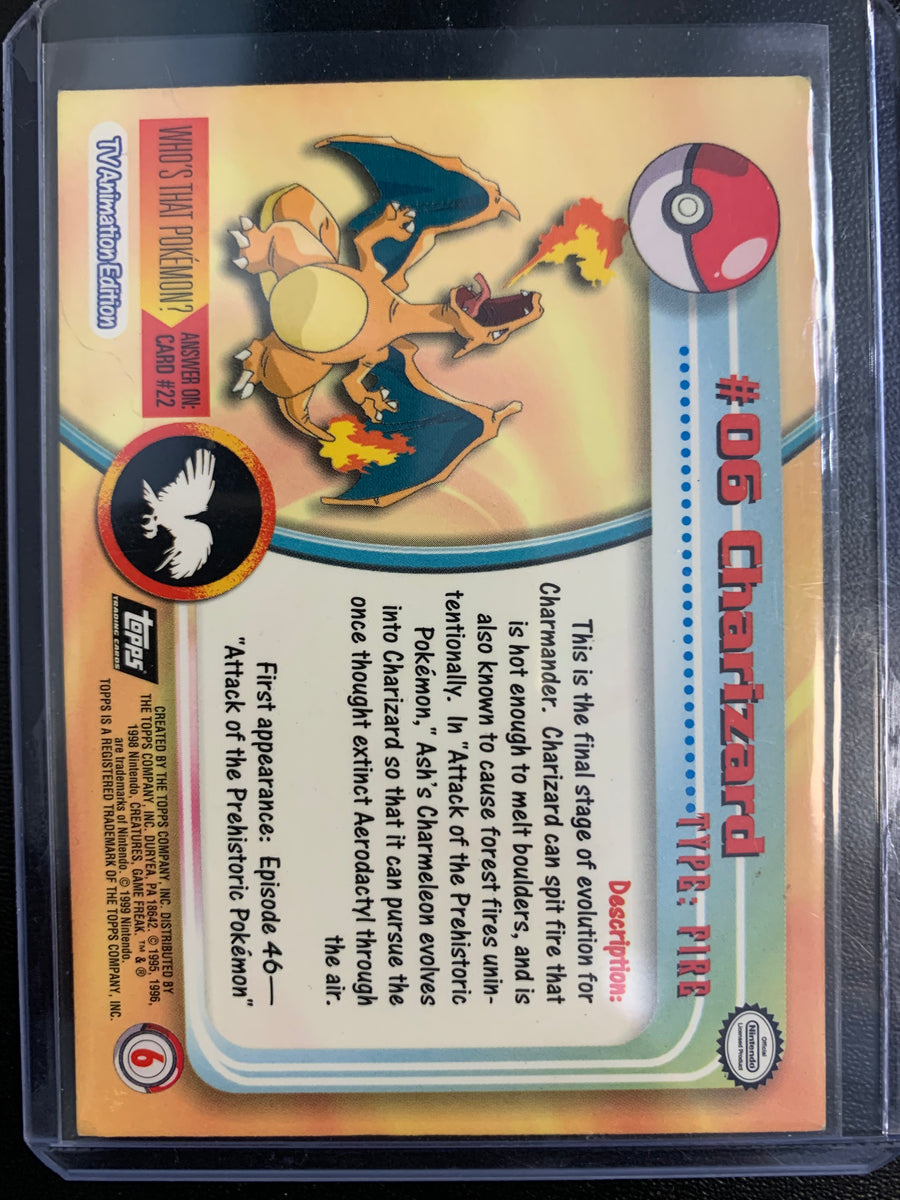 1999 POKEMON TOPPS CHARIZARD NON HOLO BLUE LABEL TV ANIMATION CARD - N ...